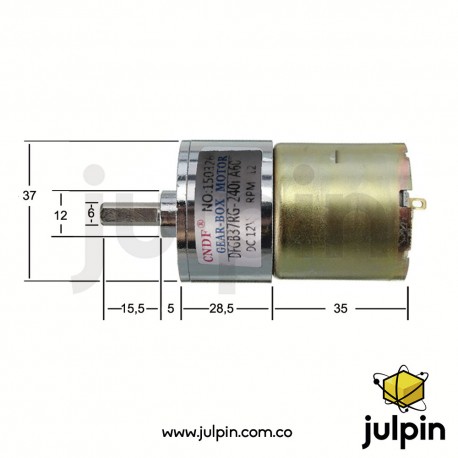 (12V) Motor para ensamble - 12 RPM y alto torque.
