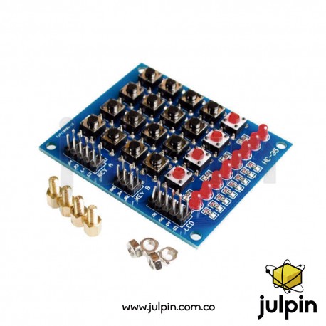 Teclado matricial 4x4 con pulsadores