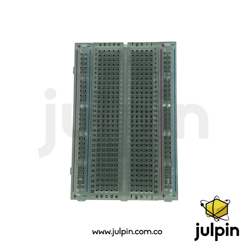Protoboard transparente de 400 puntos