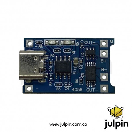 Cargador de batería de litio 18650 1A TP4056 con conector USB C