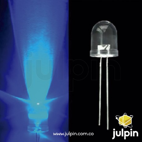 Led de 10mm transparente con luz de chorro color azul