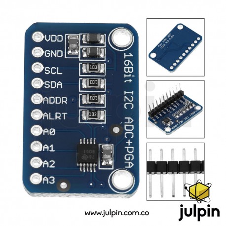 Módulo convertidor de analógico a digital ADS1115 I2C de 16 Bits