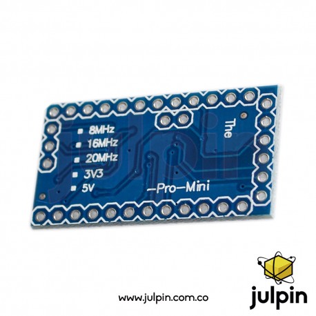 Arduino Pro-mini de 3.3V y 8MHz.